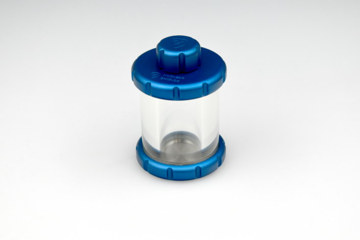 Lead Glass Vial Shield Blue - Nuclear Shields